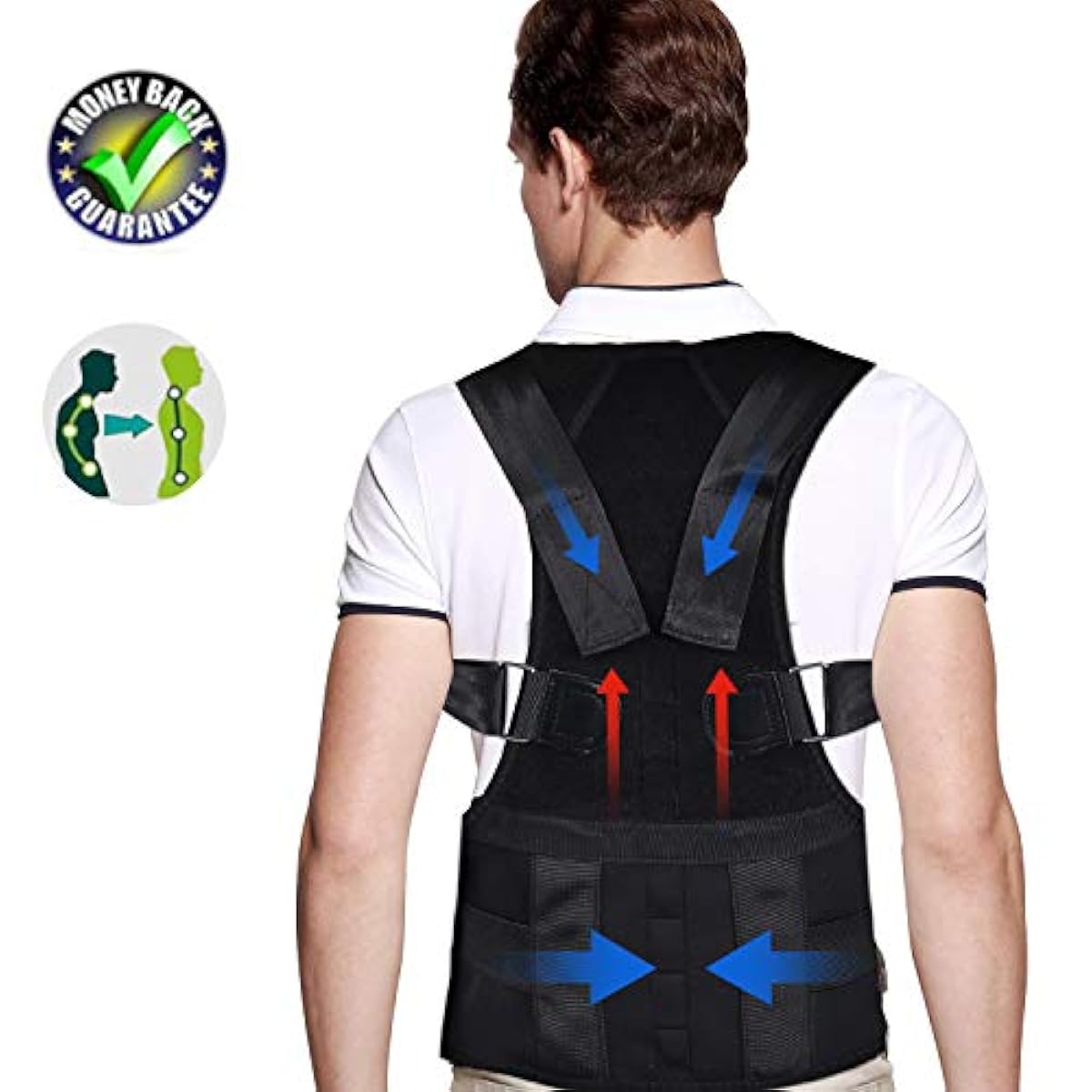 Batiiya 등줄기 교정 벨트 새우등 교정 벨트 등줄기 보정 벨트 어깨결림 해소 새우등을 막는 남녀 겸용 재팬스토어