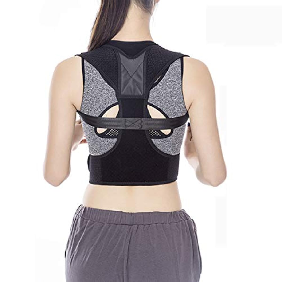 Lypulight 새우등 교정 벨트 등줄기 서포트 자세 개선 서포터 등줄기 교정 벨트 새우등 서포터 환기성 발군 탈착 간단 자
