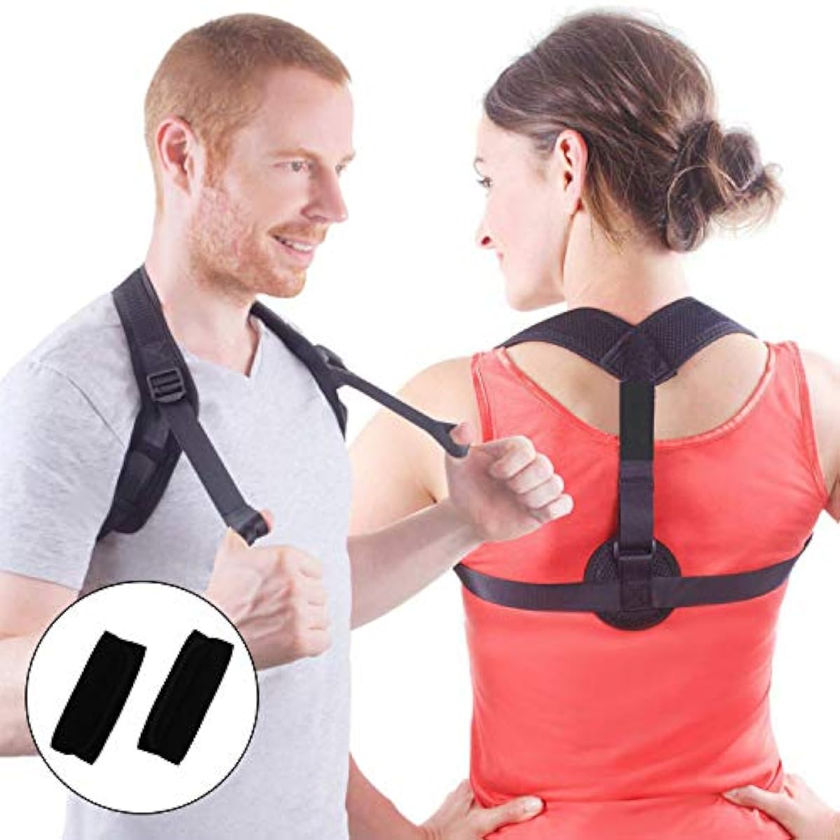 Newbland 새우등 교정 벨트 새우등 근육트레이닝 어깨결림 자세 교정 쿠션 패드 부착 길이 조절 간단 남녀 겸용 재팬